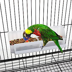 2 Pcs Bird Plastic Double Slot Feeder, Pigeon Food and Water Feeder Cup, Cage Standing Frame Feeder with 2 Plastic Food Spoon