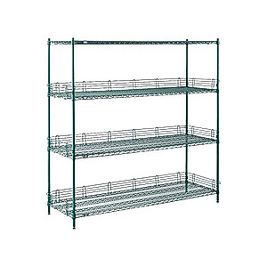Nexel Poly-Green Adjustable Wire Shelving Unit, 4 Tier, Heavy Duty Commerical Storage Organizer Wire Rack, 24" x 72" x 74", Green