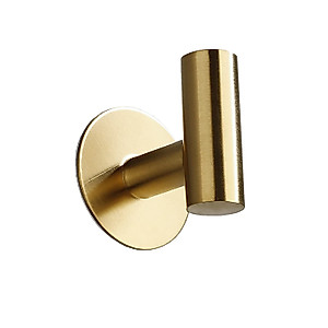 Zuvky Adhesive Wall Hooks - 2 Pack Stainless Steel Towel Hooks for Bathrooms, Kitchen, Livingroom, Office, Garage, Hotel (Gold)