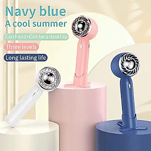 Mini Small Handheld Fan Portable USB Rechargeable Super Turbo High-Performance Fan with Base ,3-6 Hours Operated 1200mAh fan (pink)