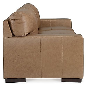Signature Design by Ashley Lombardia Contemporary Leather Match Sofa, Light Brown