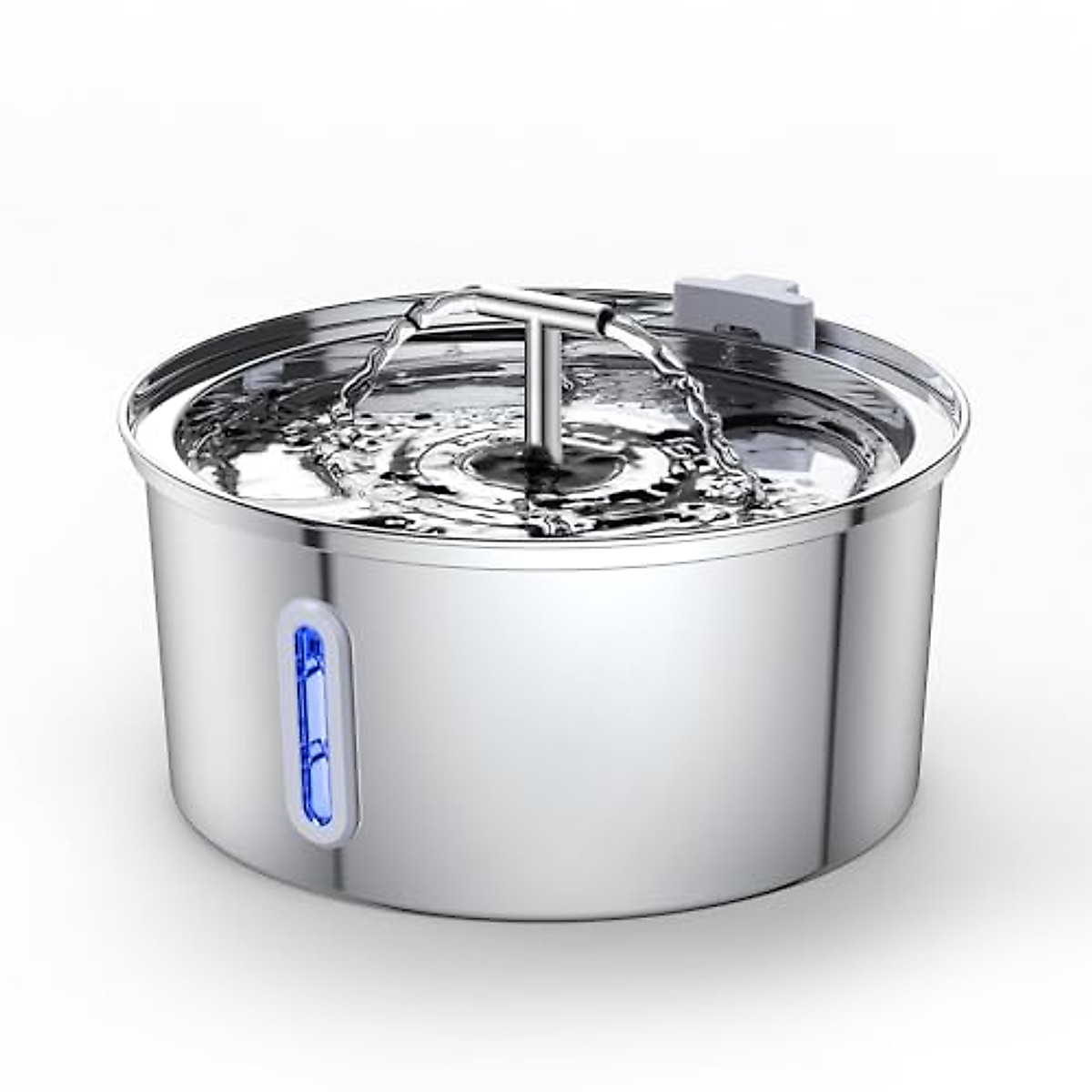 ValueTalks108oz/3.2L Stainless Steel Cat Water Fountain, Automatic Pet Water Fountain Dog Water Dispenser with Water Level Window, Double Outlet for Cats and Dogs Inside, Ultra-Quiet & Easy Cleaning