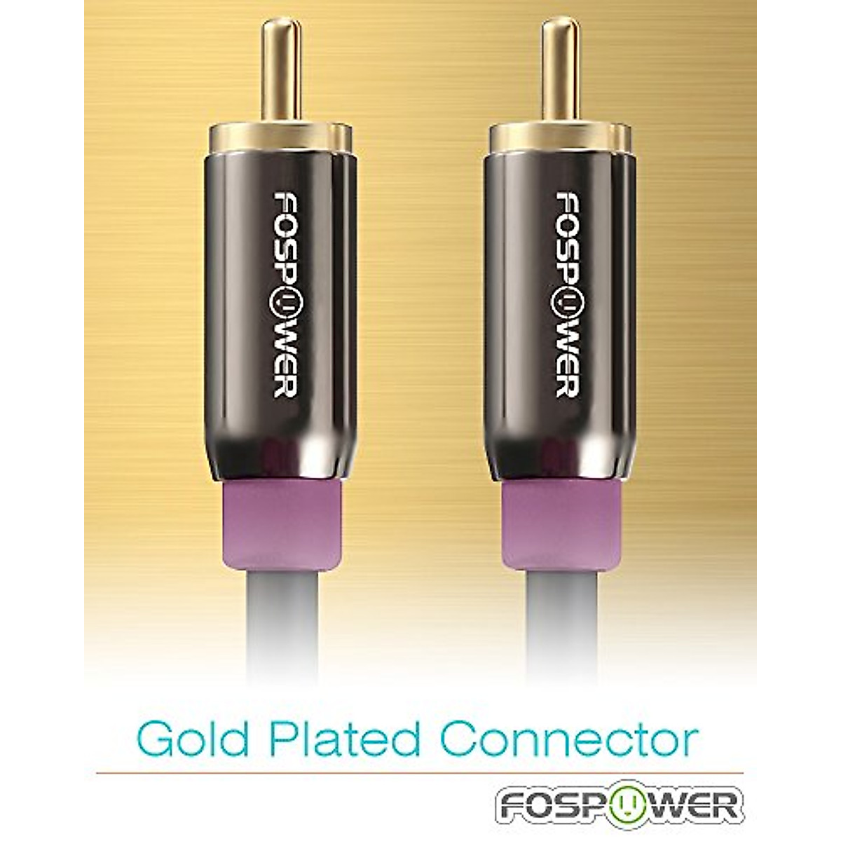 Subwoofer Cable (10 Feet), FosPower RCA to RCA Audio Stereo Cable, Male to Male - Dual Shielded Cord | 24K Gold Plated Connector | Corrosion Resistant | Clean Sounding Signal