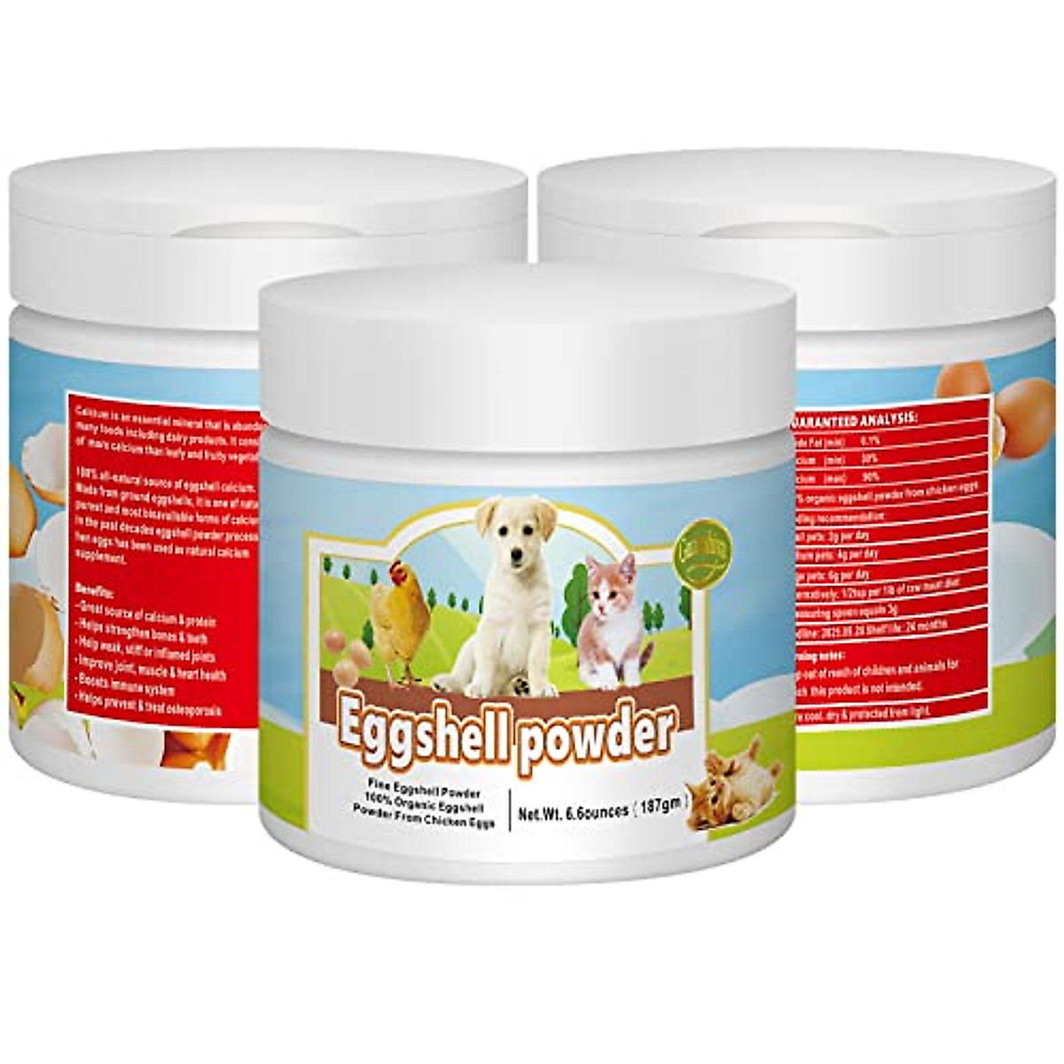 Eggshell Powder Calcium Supplement for Dogs and Cats(6.6 oz), Great for Osteoporosis & Labor Whelping, Safe Alternative to Bone Meal Powder, Improves Bones, Nourishes Joints, Supports Healthy Teeth