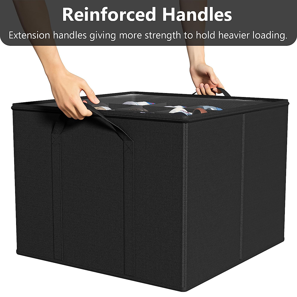 SUOCO 2 Pack Shoe Organizer for Closet, Fits up to 32 Pairs, Small Space Shoe Storage Boxes Bins Containers w/Adjustable Dividers and Clear Top, Black