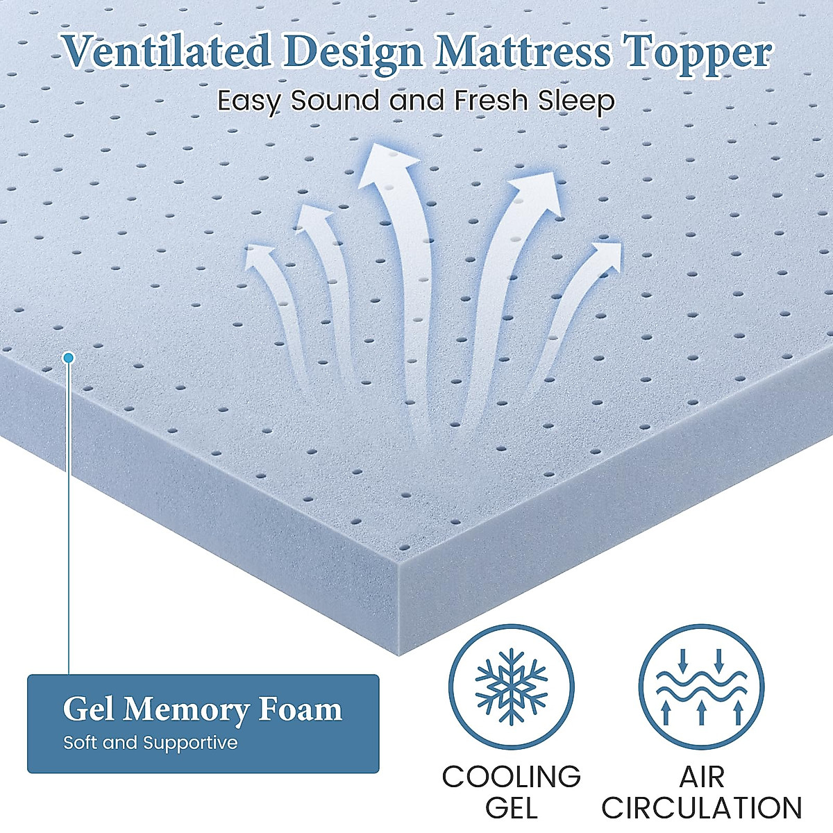 FP Flexpedic 2 Inch Twin Size Memory Foam Mattress Topper, Gel Cooling Bed Topper, Ventilated Design Soft Mattress Pad, Plush Feel, CertiPUR-US Certified, Purple