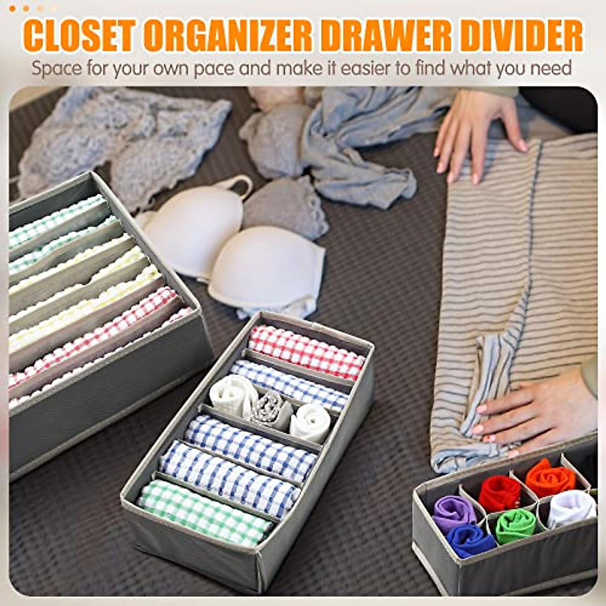 Thenshop 12 Pieces Closet Underwear Organizer Drawer Divider Foldable Bra Organizers Cabinet Clothes Socks Drawer Organizer Storage Box Baskets for Underwear, Bras, Socks, Ties and Towels