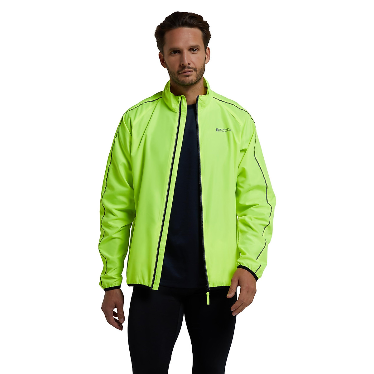 Mountain Warehouse Force Mens Reflective Water-Resistant Running Jacket Yellow Small