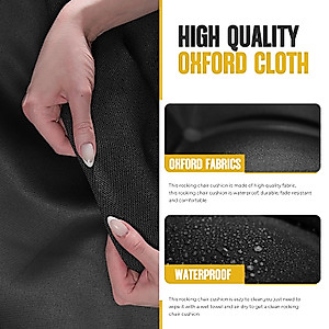 DANGHOOGY Outdoor Rocking Chair Cushion, Waterproof High Back Adirondack Chair Cushion with Ties, 44x21x4 Inches Patio Seat Cushion Replacement for Outdoor Furniture (1, Black)