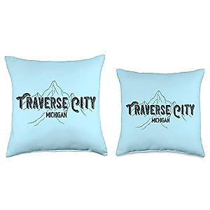 Midwest Michigan Shirts and Michigan Gifts Traverse City Michigan Gift for Midwest Locals and Lovers Throw Pillow, 18x18, Multicolor