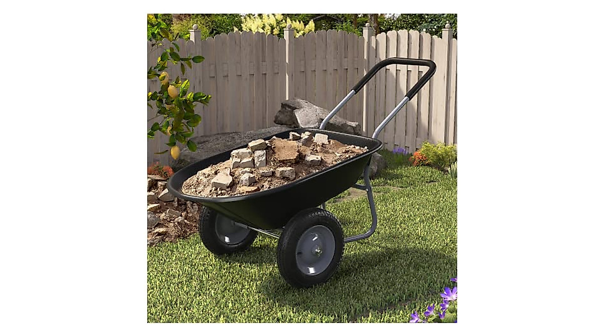 ARNOT Enlarged 2-Wheel Wheelbarrow - Heavy Duty Garden Cart