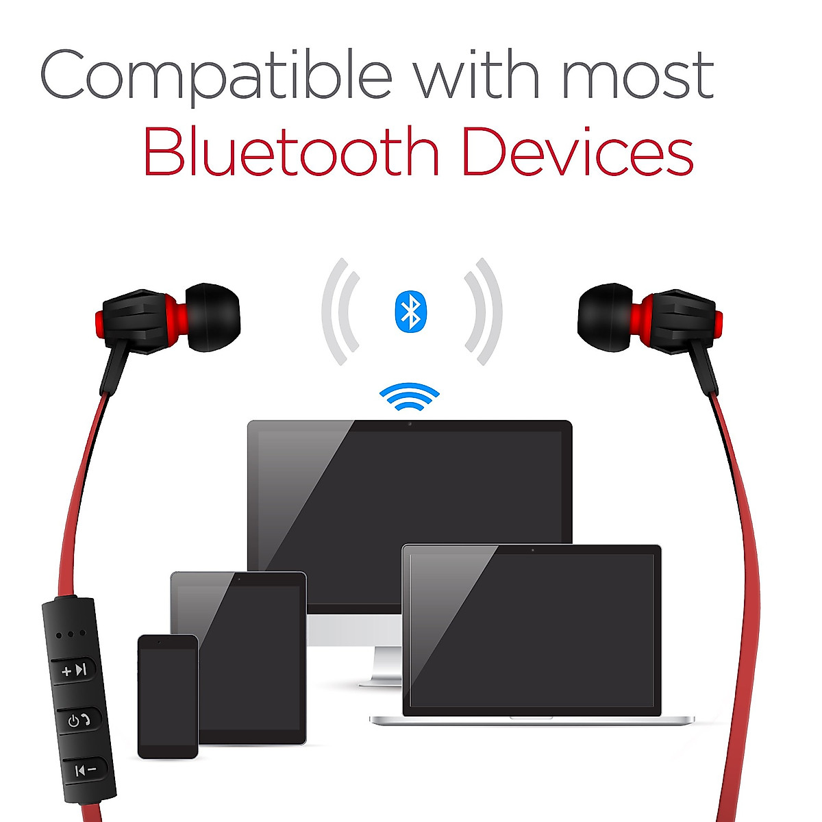 HyperGear Flex Wireless Bluetooth Earphones with Wrap Around Flexible Band and Built-In Mic