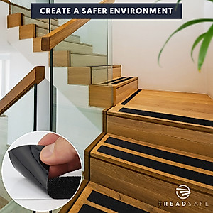 TREADSAFE Anti Slip Tape for Stairs,Non Slip Tape for Outdoor/Indoor Steps,Anti Skid Tape Roll, Traction Tread Tape for Stairs, Waterproof Grip Tape Black Traction Tape