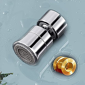 Kitchen Sink Faucet Aerator 360° Swivel 2 Spray Function Soft Bubble Stream/Strong Sprayer Faucet Tap Aerator Replacement Chrome 1.8GPM Flow Rate 15/16-27UNS-2A- Male Thread（One Piece）