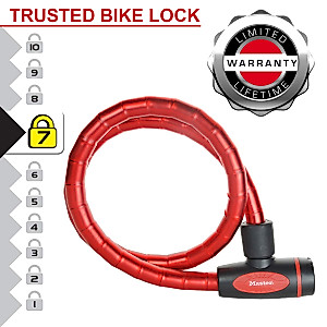 MASTER LOCK Bike Cable Lock [Key] [1 m Cable] [Outdoor] 8228EURDPRO - Ideal for Bike, Electric Bike, Skateboards, Strollers, Lawnmowers and other Outdoor Equipments