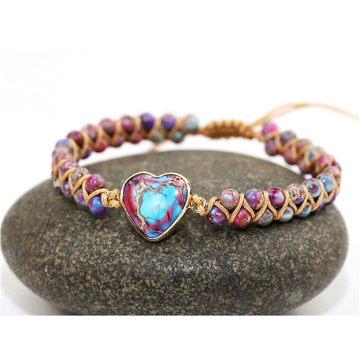 ZOSOJONA Women Handmade Boho Wrap Bracelets Natural Stone Variety Beaded Strand Bracelet