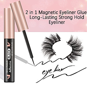 Magnetic Eyeliner 3PCS Smudge Resistant Magnetic liner,Works with All Magnetic Eyelashes,No iron powder and Natural Look,Easy to apply and No Glue needed (3PCS, Rose Gold+Black)
