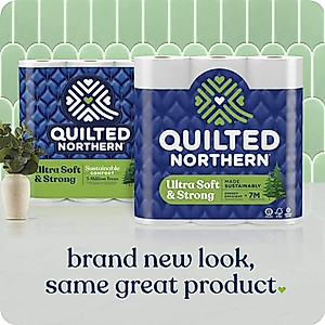 Quilted Northern Ultra Soft & Strong Toilet Paper, 12 Mega Rolls = 48 Regular Rolls, 5X Stronger*, Premium Soft Toilet Tissue