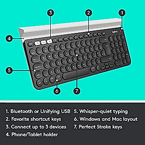 Logitech K780 Multi-Device Wireless Keyboard for Computer, Phone and Tablet – FLOW Cross-Computer Control Compatible – Speckles