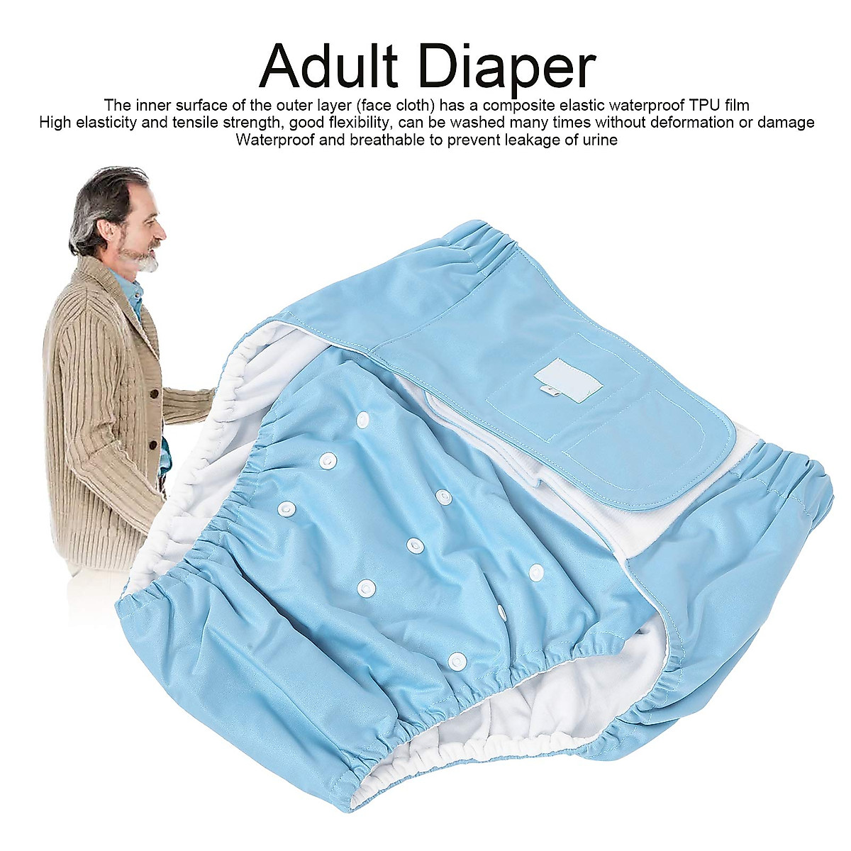 Adult Cloth Diaper Washable Diapers Elderly Cloth Diaper Breathable Incontinence Pants Reusable Adjustabl Underwear Overnight Leakfree for Elderly Incontinence Care(Blue)