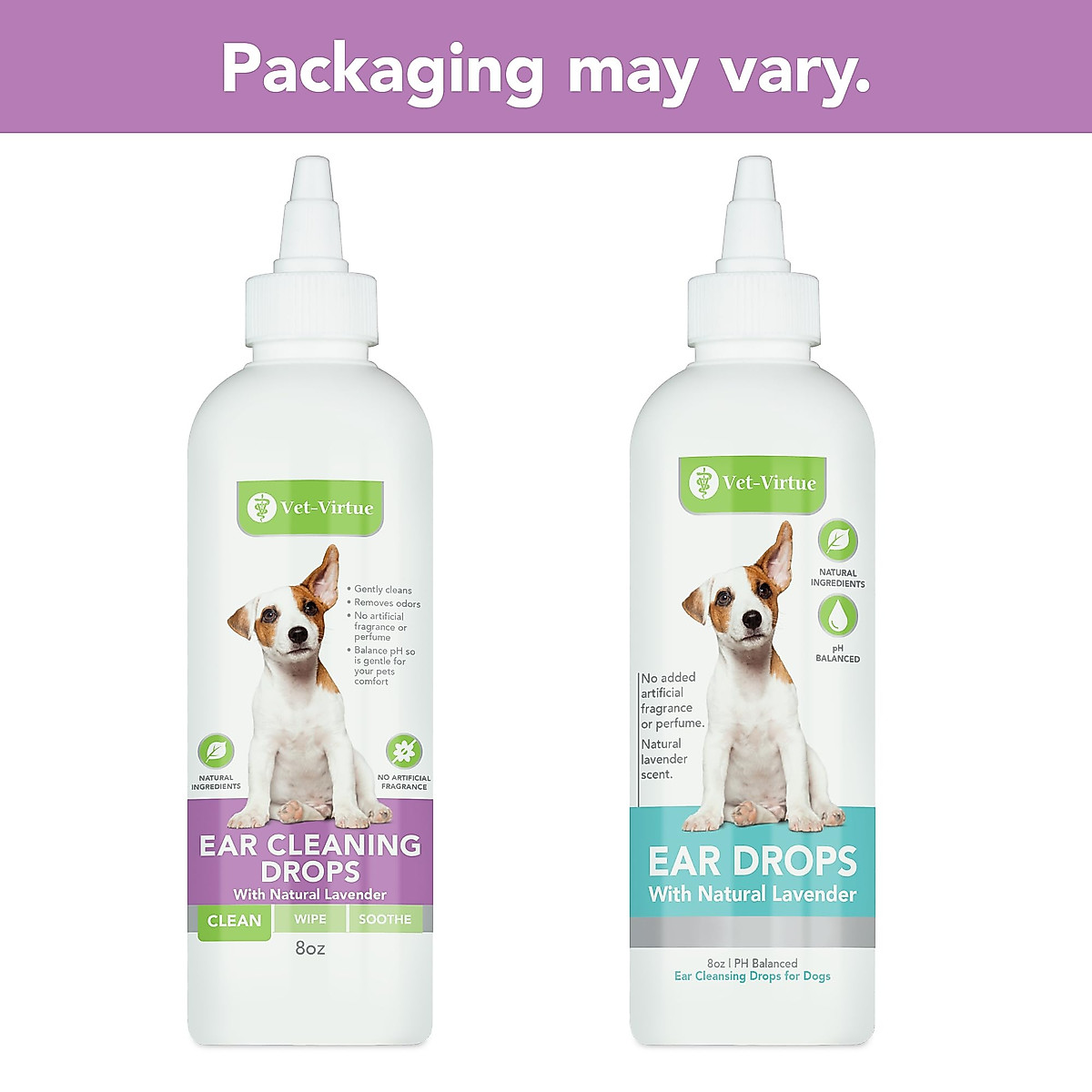 VET-VIRTUE Dog Ear Cleaner Drops - 8oz Dog Cleaning Solution for Ear Cleaning and Grooming - Great for Flushing Out Build Up and Maintaining Hygiene