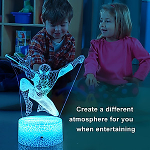 YOOEI Night Light for Kids Cool Gifts 3D Illusion Lamp with 16 Colors Changes with Remote Control Kids Bedside Lamp Toys for 3 4 5 6 7 8 Year Old Boys Christmas Birthday Gifts