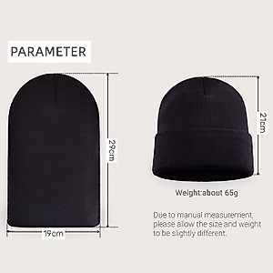 2-Pack Men's Standard Daily Beanie Hat Classic Cuffed Plain Skull Knit Winter Cap for Men & Women Warm Snug Slouchy Soft Headwear Unisex (Black&Dark Grey 2pcs)