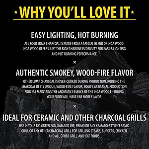 FOGO Premium Hardwood Lump Charcoal, Natural, Medium and Small Sized Lump Charcoal for Grilling and Smoking, Restaurant Quality, 17.6 Pound Bag, 2-Pack