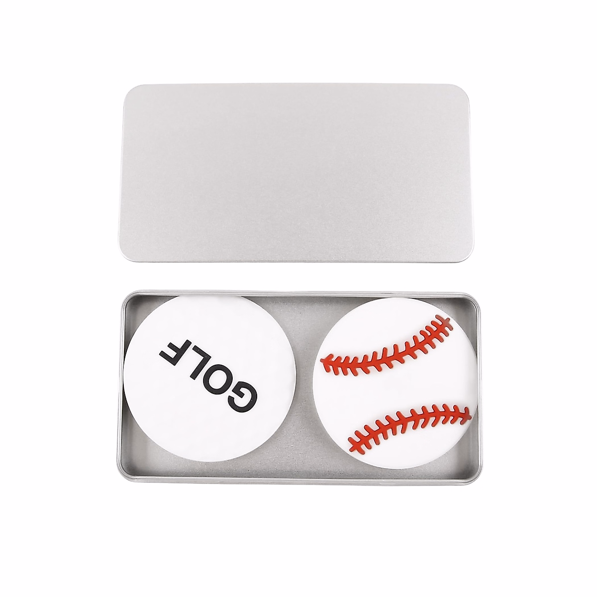 Vagocom 2Pcs Empty Metal Container with Lid,Portable 6.7x3.5x0.6inch / 17x9x1.5cm Metal Storage Box for Storing Jewelry, Crafts, Sewing Supplies and Other Small Items