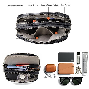 DE'EMILIA CONCEPT Genuine Leather Cell Phone Crossbody Bag for Women, Small Wallet Purse, Lightweight Handbag for Teen Girls