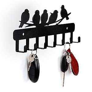 SEHAZ ARTWORKS Key Holder Wall Mount | Key Hooks for Wall | Key Rack | Key Hanger (7 Hooks, Brown)
