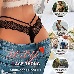 Banamic Womens Panties Thong Lace G-String T-Back Panties Strappy Panties Sexy