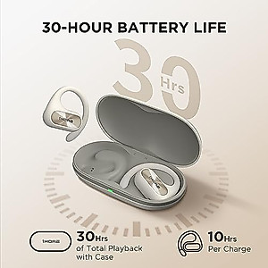 1MORE Fit SE S30 Open Ear Earbuds, Sports Earbuds Split Design with Ear hooks, Bluetooth 5.3 Headphones with 4 Microphones for Clear Calls, IPX5, 30-Hour Playtime, Wireless Earbuds, White