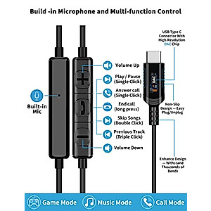 TITACUTE USB C Headphone for Samsung A53 S54 S22 S23 S21 S20 FE Wired Earbuds Magnetic in-Ear Type C Earphone with Microphone Stereo Noise Canceling for Galaxy Z Flip 5 Fold 4 Pixel 7 6 6a 7a OnePlus