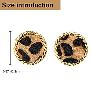 VOYOMI Leopard Stud Earrings for Women - Statement Geometric Tiny Circle/Square Hoop Earrings,Drop Dangle Earrings Fashion Jewelry for Girls, Great as Gifts（Circle）