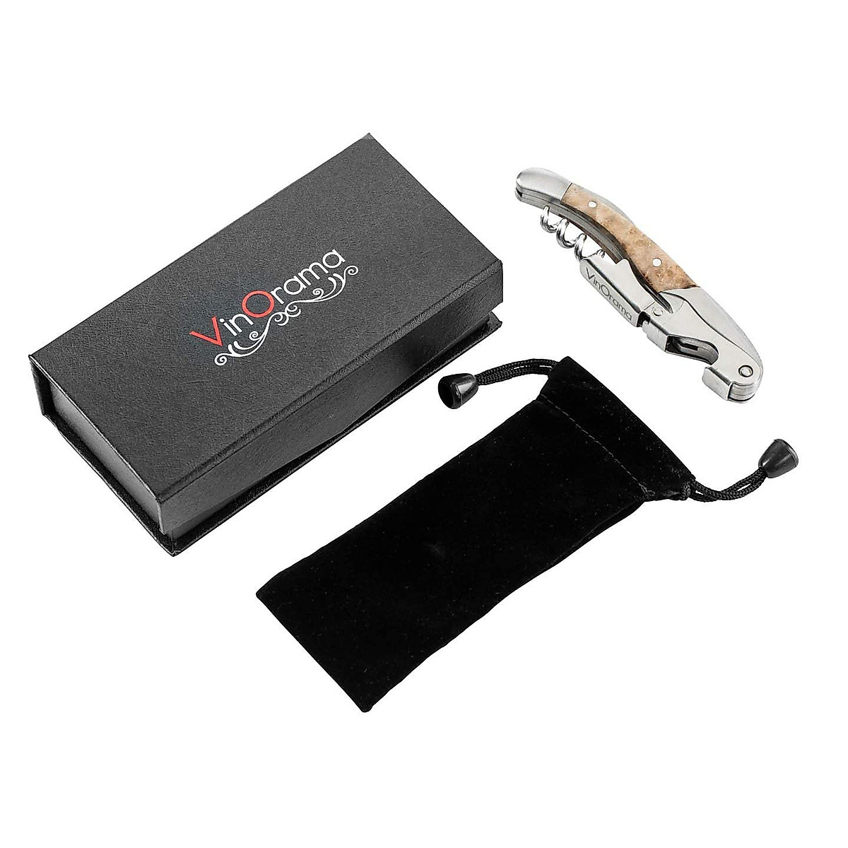 VinOrama Waiters Corkscrew Wine Opener Rosewood Handle 3-in-1 Beer Bottle Opener and Foil Cutter, The Best Choice of Professional Waiters and Bartenders Around the Globe