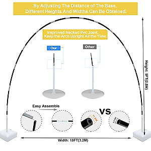 Prakin 4-in-1 Balloon Arch Kit - 10ft Wide & 9ft Tall Adjustable Balloon Arch Stand, Balloon Arch Frame With Base - Electric Pump - Banner For Wedding Baby Shower Birthday Graduation Party Decorations