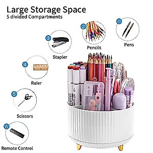 XDRELEC 360 Degree Rotating Pen Holder, Pencil Holder for Desk, Office Desk Organizers and Accessories, Pencil Cup, Pen Organizer，Office Organization and Storage (white)
