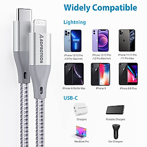 USB C to Lightning Cable, Type C to Lightning Cable 6FT, ADPROTECH [Apple MFi Certified] Fast Charging Cable Compatible with iPhone 14/13/12/11/Pro/Pro Max/X/XS/XR/XS Max/8/8P, Supports Power Delivery