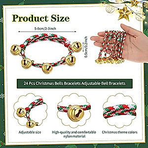 24 Pack Bell Christmas Bracelet Jingle Bracelets for Kids Adjustable Friendship Bracelets Adults Red and Green Wristbands Fun Christmas Party Favors Gifts Stocking Stuffers Holiday Carnival