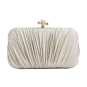 Freie Liebe Clutch Purses for Women Evening Bag Pleated Crossbody Purses Shoulder Bag with Chain Gold/Black/Silver