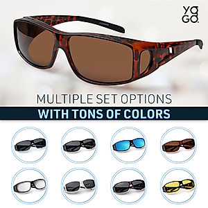 Yogo Vision Fit Over Wrap Sunglasses Polarized Lens Wear Over Eyeglasses 100% UV Protection for Men and Women