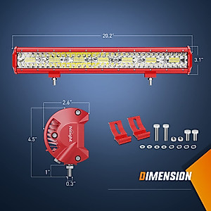 Nilight LED Light Bar 20 Inch Triple Row Spot Flood Combo Lights with Wiring Harness Kit for Fog Driving Work Lighting on Off-Road Truck Tractor SUV ATV UTV Golf Cart Boats