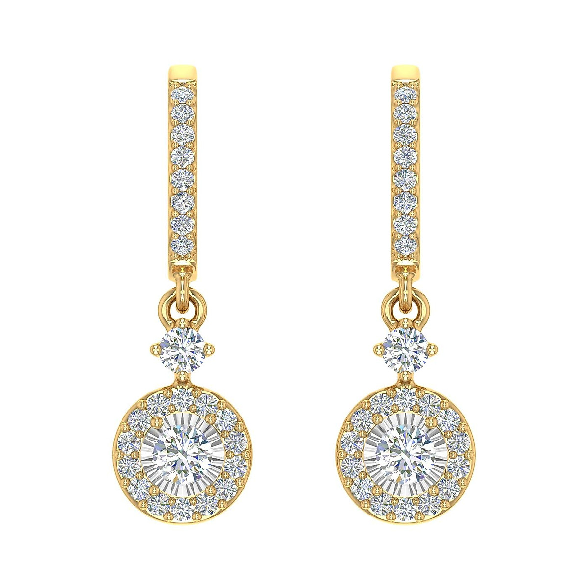 0.30 Carat Diamond Drop Dangling Earrings in 10K Yellow Gold