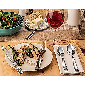 Hudson Essentials 68-Piece Hammered 18/10 Stainless Steel Silverware Cutlery Set with Serving Set and Cake Knife, Flatware Service for 12