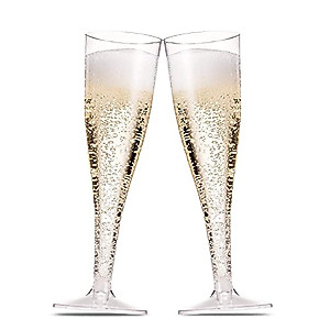 Munfix 100 Pack Plastic Champagne Flutes 5 Oz Clear Plastic Toasting Glasses Disposable Wedding Thanksgiving Party Cocktail Cups