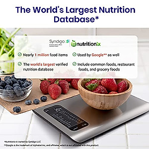 Etekcity Food Kitchen Scale, Digital Grams and Ounces for Weight Loss With Smart Nutrition App, 19 Facts Tracking, Baking, Cooking, Portion Control, Macro, Keto, 11 Pounds-Large, Stainless Steel