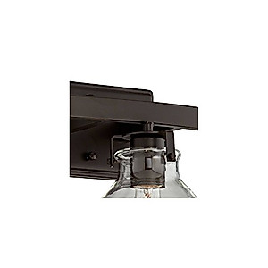 Possini Euro Design Bellis Modern Industrial Wall Light Bronze Brown Hardwired 23 1/2" 3-Light Fixture Clear Curving Glass Shade for Bedroom Bedside Bathroom Vanity Living Room Hallway Dining House