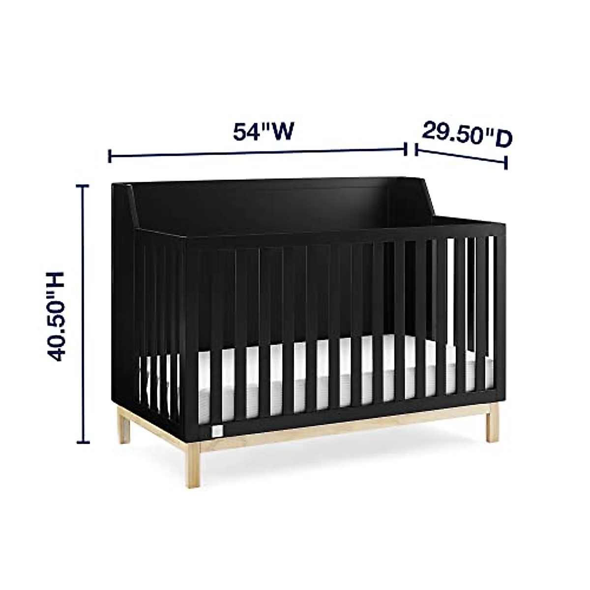 GAP babyGap Oxford 6-in-1 Convertible Crib - Greenguard Gold Certified, Ebony/Natural