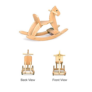 KRAND Wooden Rocking Horse Baby Ride On Toy for Toddler Rocking Horse Classic Design with Pedal and Safe backrest for Toddlers (Pink)